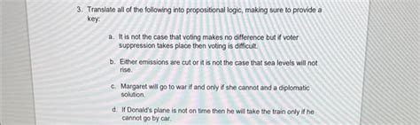 3 translate all of the following into propositional