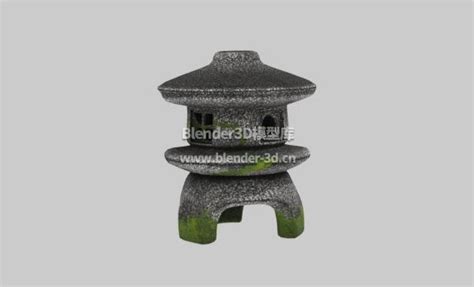 Blender 苔藓庭院石灯3d模型素材资源免费下载 Blender3d模型库
