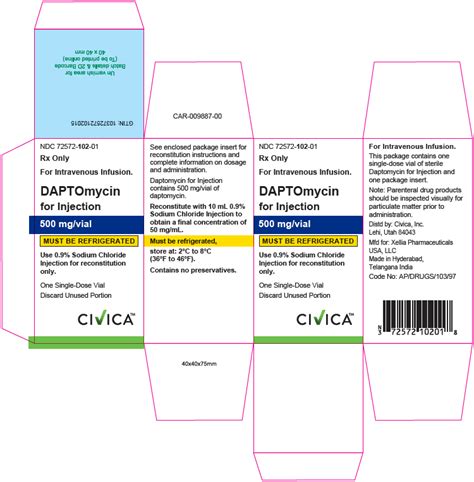 Ndc 72572 102 Daptomycin Daptomycin