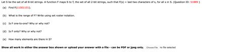 Solved Let S Be The Set Of All 8 Bit Strings A Function F Chegg