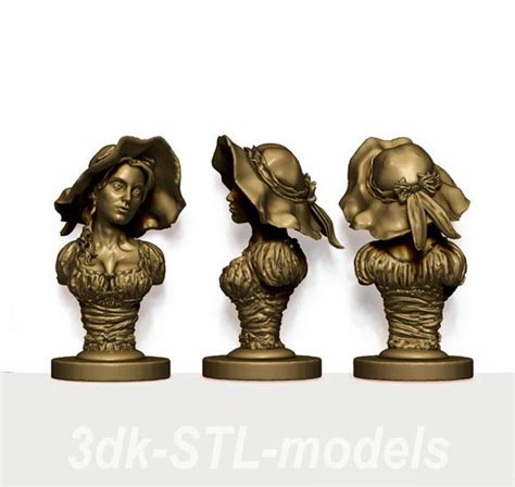 3d модель бюста для ЧПУ и литья “Дама в шляпе”