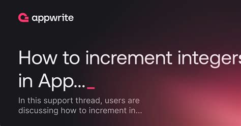 how to increment integers in appwrite threads appwrite