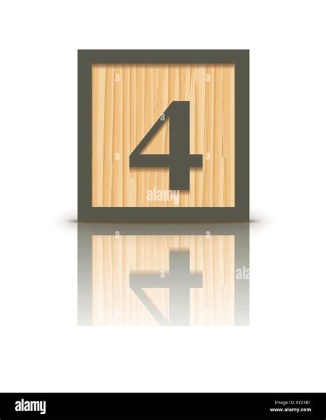 Number 4 Wooden Alphabet Block Vector Illustration Stock Vector Image And Art Alamy