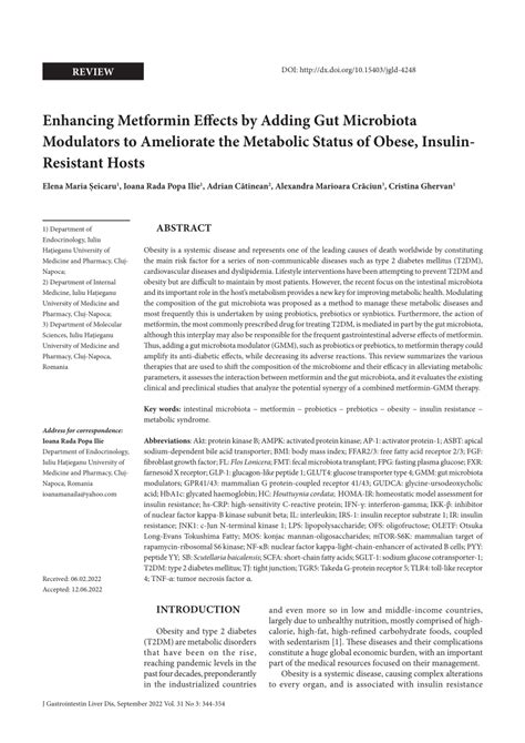 Pdf Enhancing Metformin Effects By Adding Gut Microbiota Modulators