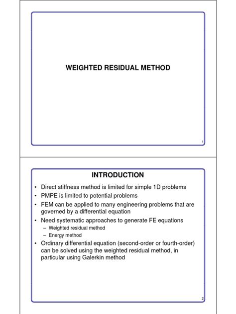 Weighted Residual Method Weighted Residual Method Pdf Finite
