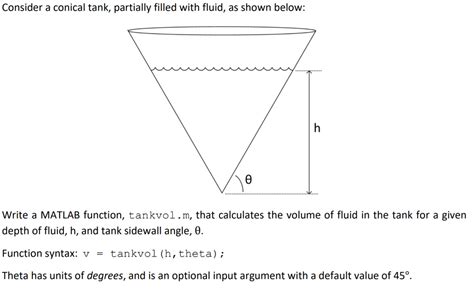 Solved Consider A Conical Tank Partially Filled With Fluid