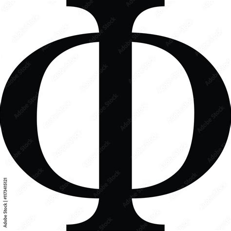 Black Phi Symbol Icon With Name Greek Alphabet Letter Stock Vector