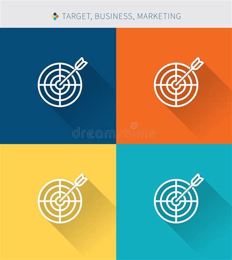 Thin Thin Line Icons Set Of Target Business Marketing Modern Simple Style Stock Illustration
