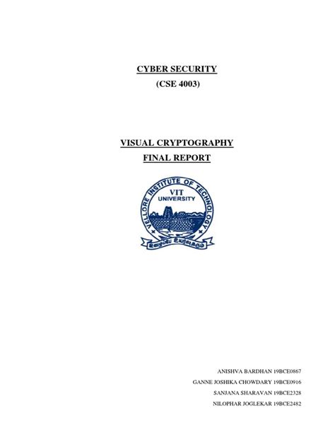 Cyber Security Project Report Batch 10 Visual Cryptography Pdf