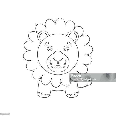 귀여운 사자의 색칠 페이지는 아이들의 상상력을 훈련하고 아이들의 창의력을 훈련하고 색상을 알 수 있습니다 벡터 일러스트레이션 갈기에 대한 스톡 벡터 아트 및 기타 이미지