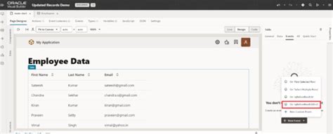 Highlight The Updated Records In Editable Table In Oracle Visual