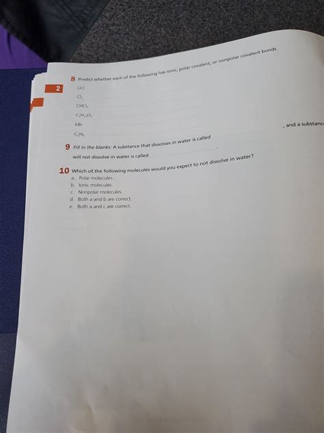solved 8 predict whether each following has ionic polar