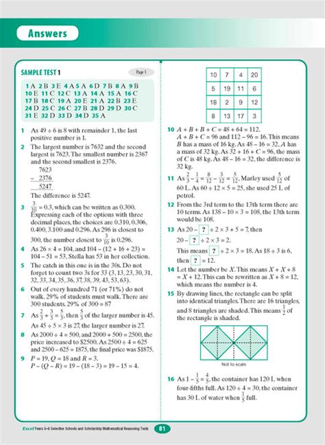 Excel Years 56 Selective Schools And Scholarship Mathematical