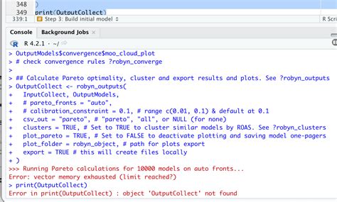 Error Vector Memory Exhausted Limit Reached When Running Pareto Calculations For 10000