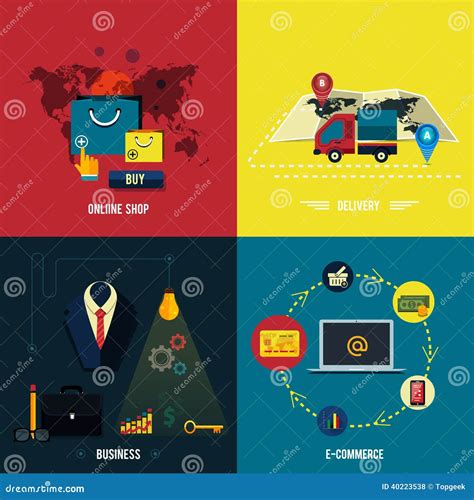 Icons For E Commerce Delivery Online Shopoing Stock Vector
