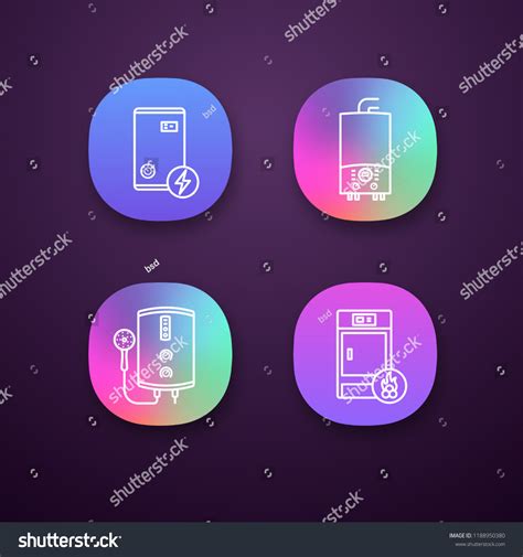 Heating App Icons Set Uiux User Stock Vector Royalty Free 1188950380