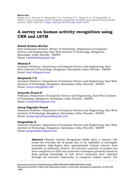 Pdf A Survey On Human Activity Recognition Using Cnn And Lstm