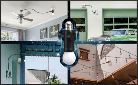 ABORNI 3 Prong Light Socket To Plug Adapter E26 Light Socket Outlet FCC Listed Polarized Light