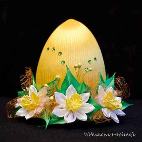 Jajko Wielkanocne Wstążkowe Inspiracje Facebook Diy lace ribbon flowers Easter egg