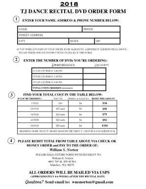 Fillable Online Tj Dance Dvd Form Pages Fax Email Print Pdffiller
