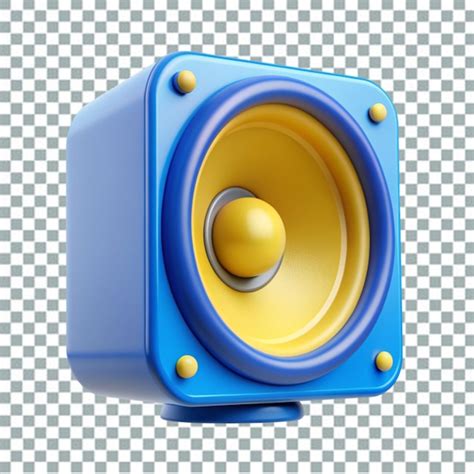 3d Blue And Yellow Colored Megaphone Speaker Premium Ai Generated Psd