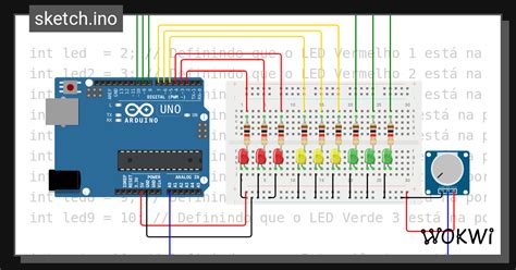 Sequência De Leds Potenciometro Wokwi Esp32 Stm32 Arduino Simulator