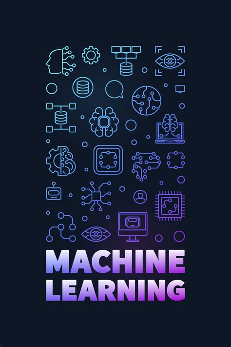 Machine Learning Vertical Colored Banner In Thin Line Style Ml