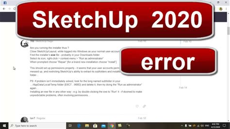 Sketchup Pro 2020 Error Youtube