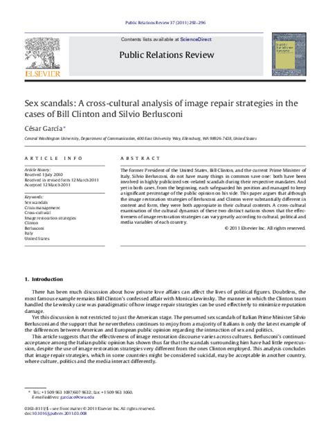 Pdf Sex Scandals A Cross Cultural Analysis Of Image Repair