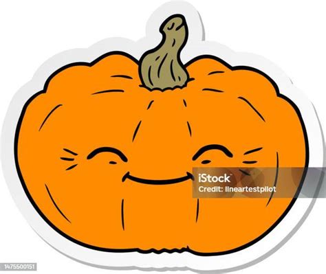 만화 호박의 스티커 귀여운에 대한 스톡 벡터 아트 및 기타 이미지 귀여운 낙서 드로잉 데칼 Istock