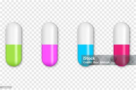 Pil Warnawarni Realistis Template Desain Pil Kapsul Untuk Grafis Mockup