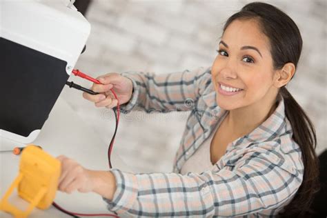 Portrait Female Electronic Engineer Stock Image Image Of Service