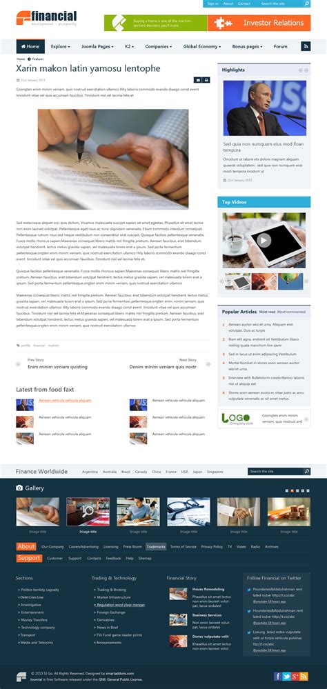 Financial Responsive Joomla News Template By SmartAddons ThemeForest