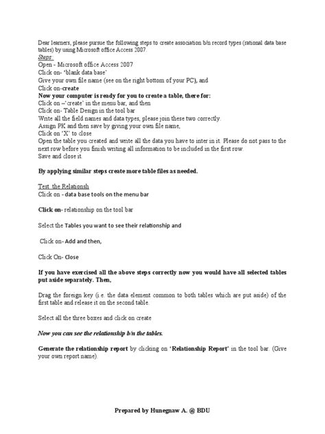 Access Steps Pdf