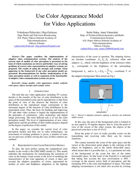 PDF Use Color Appearance Model For Video Applications