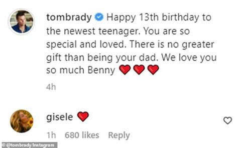 Gisele Bundchen Likes Ex Tom Bradys Post Wishing Their Son Ben A