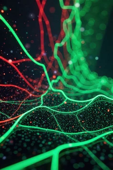 Intricate Neon Green Lines Forming Complex Geometric Patterns Creative Template Pattern Stock