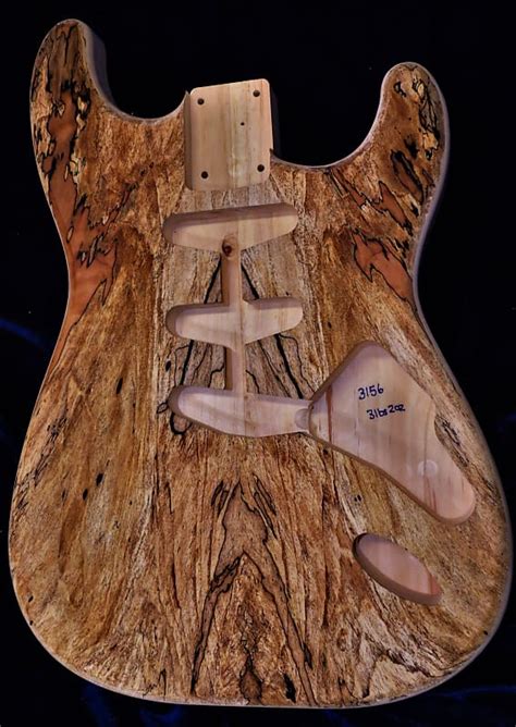 Spalted Maple Top Aged Pine Strat Body Standard Hardtail Reverb
