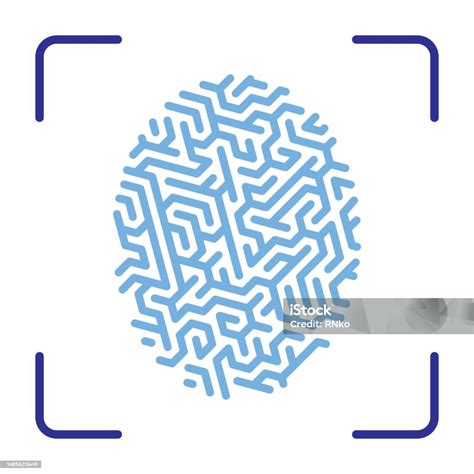 선형 아이콘입니다 독특한 세포가 있는 지문 미로 지문 생체 인식 인식 은행 및 기술의 보안 식별 흰색 배경에 분리된 단순 벡터 개성 개념에 대한 스톡 벡터 아트 및 기타