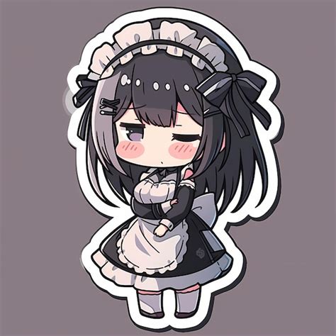 Premium Ai Image Minimal Japanese Kawaii Chibi Maid Girl Anime Vector