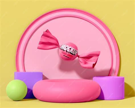 Premium Psd Individually Wrapped Candy With Podium