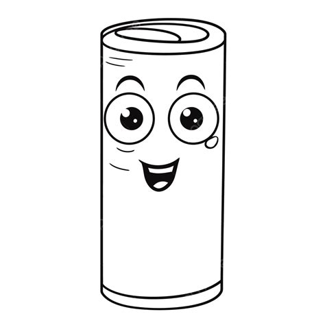 Cartoon Can With Happy Eyes On It Outline Sketch Drawing Vector Tubes