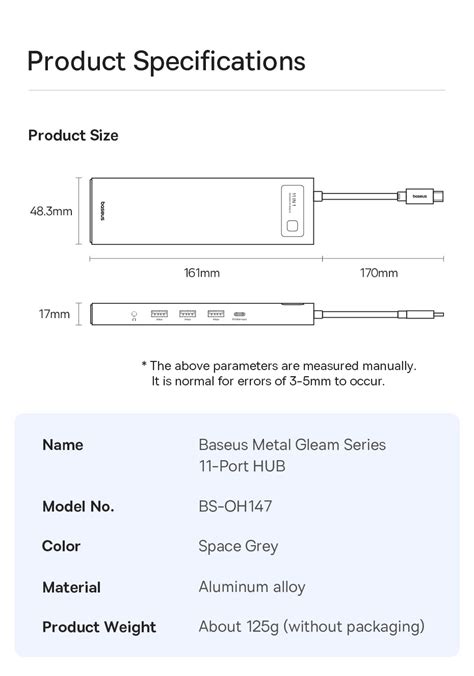 Baseus 11 Port Hub Metal Gleam Series Baseus Official Store