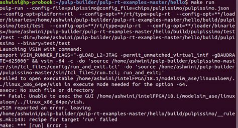Error While Simulating Hello World Issue Pulp Platform Pulpissimo GitHub