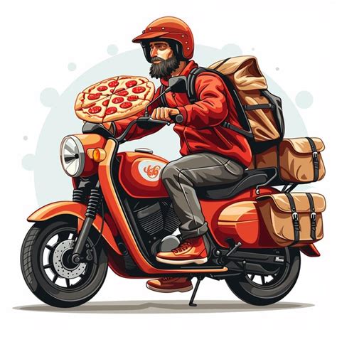 Pizza Delivery On Scooter Premium Ai Generated Image