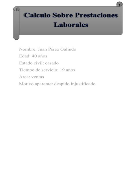 Ejemplo De Calculo De Prestaciones Laborales Pdf