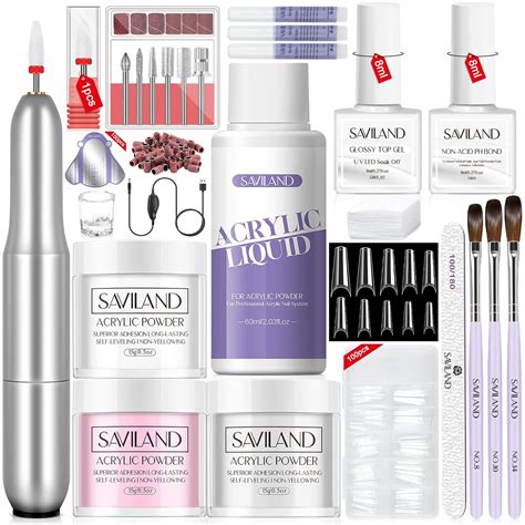 Saviland Acrylic Nail Kit With Drill 3 Colors Acrylic