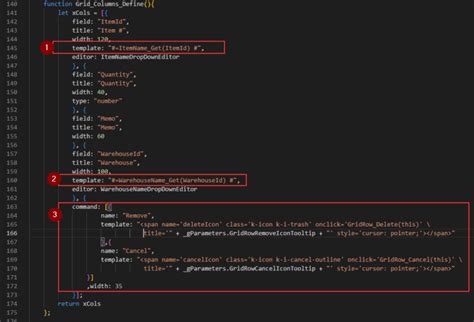 Kendo Grid Control Columns Sharperlight