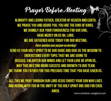 Prayer Before Office Meeting Opening Prayer For Business Meeting Christian Song Lyrics