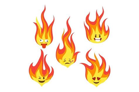 Fire Character Icons Hot Flame Cute Iconic Characters Cute Emoji